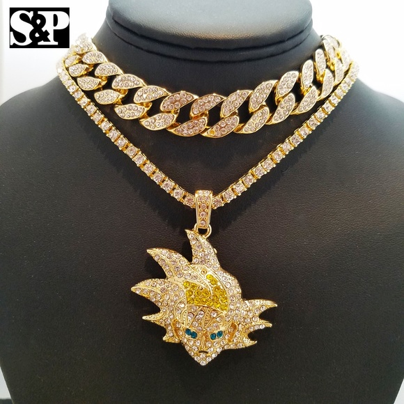 Accessories | Son Goku Pendant W 18 Full Iced Choker Chain Set | Poshmark